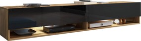 XXXLutz NÍZKÁ KOMODA, dub wotan, vysoce lesklá černá, 180/30/32 cm P & B - Online Only TV příslušenství - 002778000402