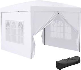 Pavilon Outsunny cca 3x3m, vodoodpudivý stabilní zimní skládací pavilon, UV ochrana 50+, skládací párty stan s 4 bočními panely a taškou, zahradní pav