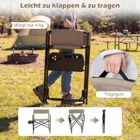 Costway Ředitelské křeslo skládací až do 150 kg kempingové křeslo s držákem
