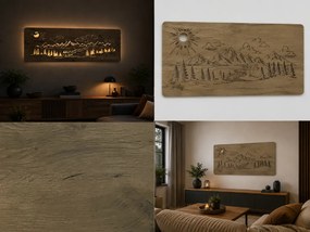 Li-Go "Hory, les" světelný obraz s baterií a pohybovým čidlem 120x40cm provedení povrchu: dub