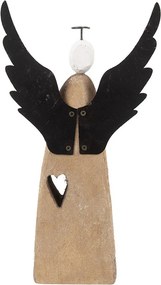 Dekorace dřevěná figurka anděl se srdíčkem Angel Rustic L - 14*5*26 cm