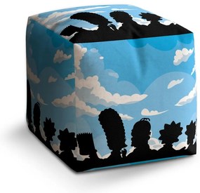 Taburet Cube Cartoon 2, modrá / černá