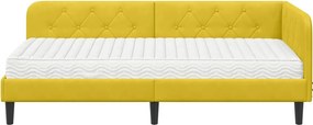 Rohový rám postele Žlutá 90 x 200 cm samet 3394160