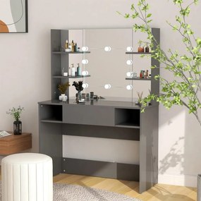 Kosmetický stolek s LED světly 100 x 40 x 135 cm MDF šedý 331542
