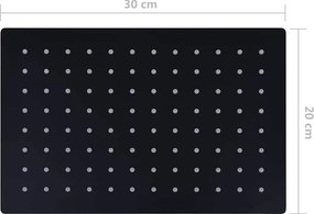 Sprchová hlavice nerezová ocel 30 x 20 cm obdélníková černá 147700