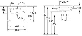 Villeroy & Boch ARCHITECTURA - Umyvadlo, 550x470x180 mm, s přepadem, bílá alpin 41885G01