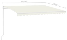 Ručně zatahovací markýza 450 x 300 cm krémová,  3068917