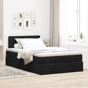 Osmanský rám postele s matrací černý 120x200cm samet 3312760