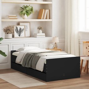 vidaXL Rám postele se zásuvkami 75 x 190 cm Small Single [3207390] Barva: Černá