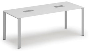 Stůl INFINITY 2000 x 900 x 750, bílá + 2x stolní zásuvka TYP III, stříbrná