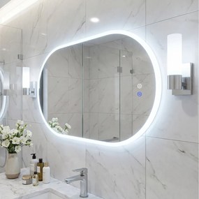 Costway Koupelnové zrcadlo s osvětlením s funkcí proti zamlžování – 80 × 50 cm