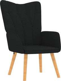 Relaxační křeslo se stoličkou černé textil 327540