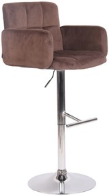 Barová židle Haworth - samet - chromovaný rám | hnědá
