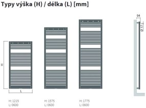 Isan Life 1775 x 600 mm koupelnový radiátor bílý