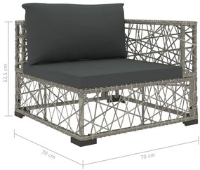vidaXL Marketos 6dílná zahradní sedací souprava s poduškami polyratan šedá
