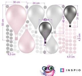INSPIO Samolepky na zeď - Růžové samolepicí balóny v norském stylu