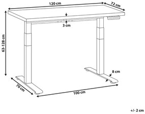 Elektricky nastavitelný psací stůl 120 x 72 cm bílý/černý DESTINES Beliani