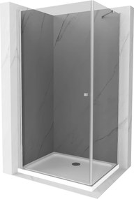 Mexen Pretoria, sprchový kout 80 (dveře) x 110 (stěna) cm, 6mm šedé sklo, chromový profil + bílá sprchová vanička, 852-080-110-01-40-4010