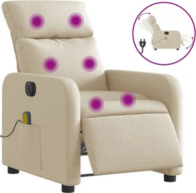 Elektrické masážní polohovací křeslo krémové textil 3206698