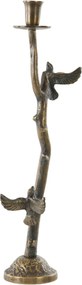 Bronzový antik kovový svícen s ptáčky Bird antique - 18*10*50 cm