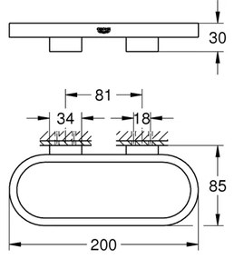 GROHE 41035000 - Držák na ručníky SELECTION 200 mm lesklý chrom