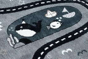 Dywany Łuszczów, Dětský kusový koberec Fun Route Street animals grey, 200x290, šedá, dětský pokoj