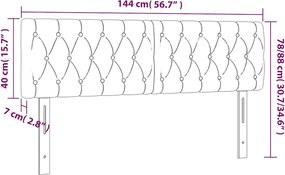 Čelo postele s LED modré 144 x 7 x 78/88 cm textil 3121952