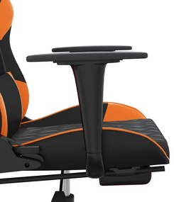 Petromila Masážní herní židle s podnožkou černá a oranžová umělá kůže