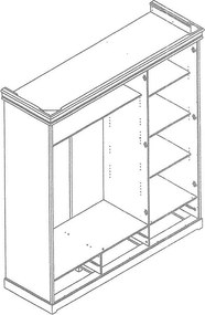 Bílý nábytek Šatní skříň 3D Toskania se zrcadlem a zásuvkami, masiv, borovice (odstín Medový)