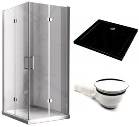 BPS-koupelny Čtvercový sprchový kout HYD-SK08C 90x90 chrom/transparent + vanička HYD-OSV-ST02B černá