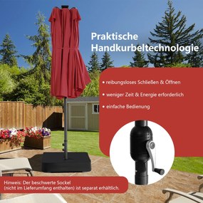 Costway 470 cm velký dvojitý deštník na terasu s 48 solárními LED světly