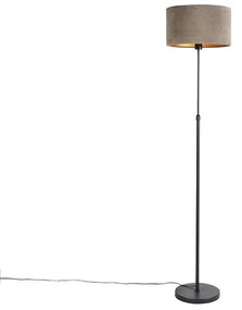 Stojací lampa černá s velurovým odstínem taupe se zlatem 35 cm - Parte