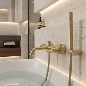 Rea Lungo Diamond, vanová baterie s ruční sprchou, zlatá lesklá, REA-B2244