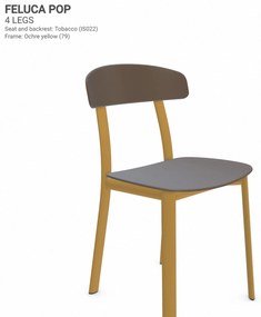 Židle Feluca Pop Barva kovové konstrukce: Ochre yellow 79, Barva sedáku a opěradla z recyklovaného plastu: Tobacco IS022