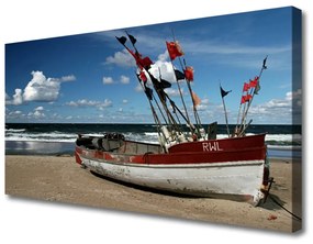 Obraz na plátně Moře Pláž Loďka Krajina 125x50 cm