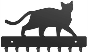 RMP Nástěnný kovový věšák na klíče kočka 20x13x3cm černý