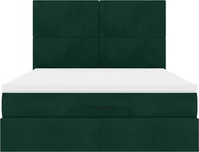 Osmanský rám postele s matracemi tmavě zelená 140x200cm samet 3313406
