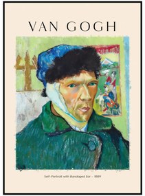 Vincent van Gogh - Autoportrét s obvázaným uchem Rozměr plakátu: A4 (21 x 29,7 cm)
