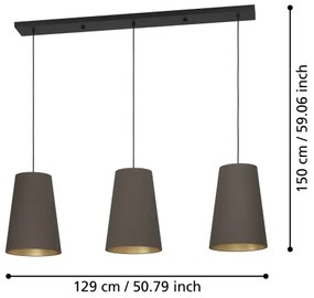 Eglo 390196 - Lustr na lanku PETROSA 3xE27/40W/230V hnědá
