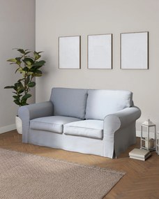 Potah na pohovku IKEA  Ektorp 2-místná, rozkládací, STARÝ MODEL barva modrá látka pletený vzor