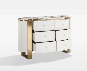 Komoda Stilig ST920 140 cm bílá/zlatá/mramor