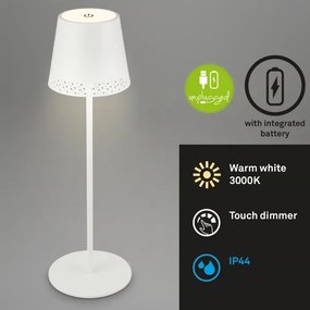 Brilo - LED St nab dotyk stolní lampa KIKI LED/2,6W/5V IP44 2600 mAh bílá