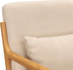 HOMCOM Lounge Křeslo Nordic Styl s Područky a Polštem, Rám z Gumového Dřeva pro Obývací Pokoj, Nosnost 120 kg, 61x78x76 cm, Béžové