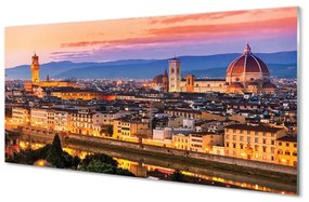 akrylový obraz Italy Panorama noc katedrála 125x50 cm