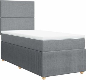 Box spring postel s matrací světle šedá 90x190 cm textil 3291904