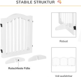 PawHut ohradník pro psy ochranný plot ohradník pro psy konfigurace ohradníku 3-dílný se dvěma podpěrnými nohami stabilní skládací MDF bílý 154,5x29,5…