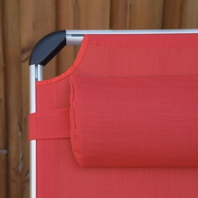 Zahradní lehátko Outsunny 5polohové nastavitelné skládací ergonomické lehátko se síťovinou červené 165 x 60 x 76 cm pro hodiny relaxace venku | Aosom…