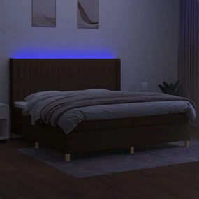 Box spring postel s matrací a LED tmavě hnědá 200x200 cm textil 3139064