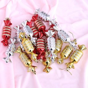 Vánoční ozdoby na stromeček, bonbóny, 6 ks Barva: Stříbrná