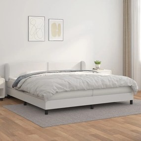 Box spring postel s matrací bílá 200x200 cm umělá kůže,  3127272